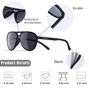 Lasiyanor Lightweight TAC Polarized Tinted Classic Vintage Retro 70s Sunglasses, TR-90 Frame for Women Men, UV 400 Protection
