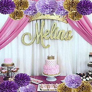 Graduation Decorations 2022 12pcs Tissue Paper Flowers Purple Gold Birthday Decorations Women Purple Gold Bridal Shower Decorations Glitter Gold Purple Wedding Decor Bridal Shower Decorations