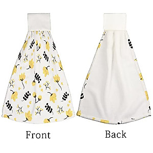 Kitchen Towel-Cute Yellow Flower-Hand Towels Tie Towel Soft Microfiber Absorbent Washcloth Also for Bathroom Hand Sink Laundry Room RV Tabletop 2pcs