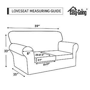 Easy-Going 3 Pieces Stretch Soft Couch Cover for Dogs - Washable Sofa Slipcover for 2 Separate Cushion Couch - Elastic Furniture Protector for Pets, Kids (Loveseat, Dark Linen, Medium)