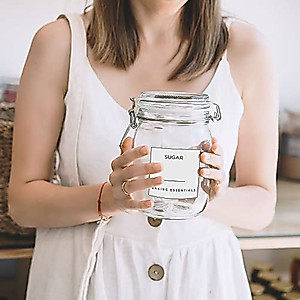 192 Kitchen Pantry Labels for Food Containers, Organize Pantry with Minimalist Preprinted Black Text on White Vinyl Stickers for Jars, Canisters and Storage Bins + Numbers for Pantry Organization