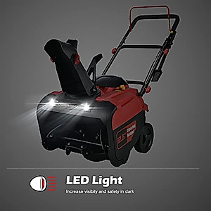 PowerSmart Snow Blower Gas Powered 21-Inch, 212cc Engine, LED Light, Single-Stage Snowblower PS21