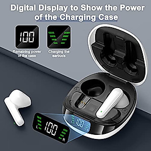 Gunatagy Wireless Earbuds, Bluetooth Headphones with Microphone for iPhone and Android, 360H Standby Time with LED Battery Display Charging Case, in Ear Earbuds for Cell Phones, Computer, PC, Sports