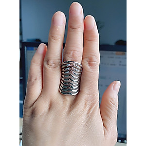 COUYA Polished Stainless Steel Split Style Ring Multilayer Stacked Knuckle Finger Rings Band (7)