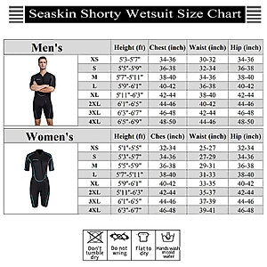 Seaskin Mens 3mm Shorty Wetsuit Womens, Full Body Diving Suit Front Zip Wetsuit for Diving Snorkeling Surfing Swimming