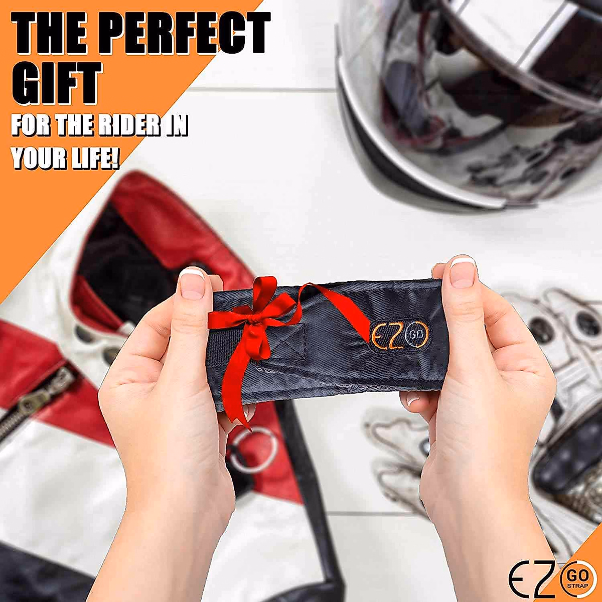 Motorcycle Helmet Carrier Strap - Hands-Free, Motorbike Accessory. Convenient, Lightweight and Comfortable Alternative to Helmet Bag. A Perfect Biker Gift for Men and Women. by EZ-GO (Black Strap)