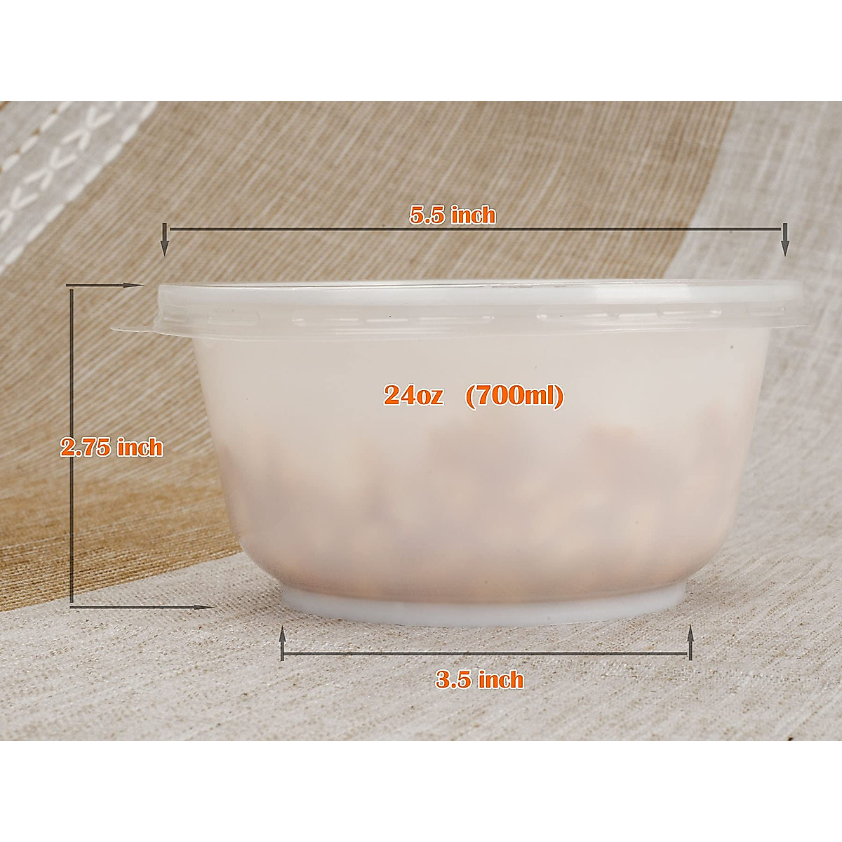 Golden Apple Meal prep containers 24oz-15sets [700ml] - Reusable Plastic Containers with Lids -BPA Free- Disposable Meal Prep Bowls - Microwavable, Freezer and Dishwasher Safe - Lunch Containers…