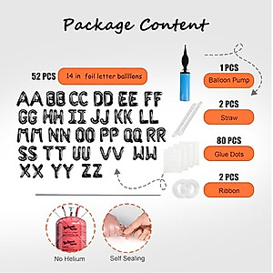 TangTuan 53pcs Black Letter Balloons, Custom A-Z Set for Personalizing Names & Phrases on Party Supplies Banners - Inflate with Balloon Pump, for Men Birthdays/Anniversary/Graduation