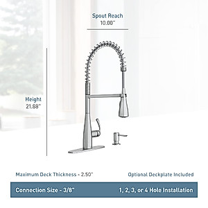 Moen Essie Matte Black One-Handle High Arc Pulldown Kitchen Faucet, 87814BL