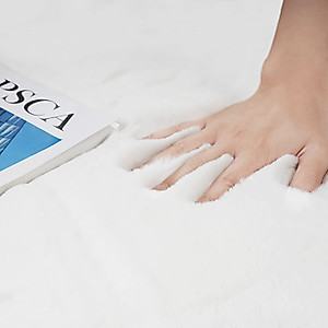 Ghouse Ultra Soft Faux Rabbit Fur Rug 4x6, Machine Washable Area Rugs for Bedroom Fluffy Rugs for Living Room, No-Shedding Carpet Sheepskin Rug White