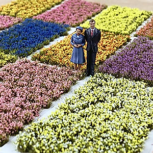 106 Pcs Miniature Flower Cluster Static Grass Model Grass Tufts Artificial Grass Bushy Tuft Lowland Shrub for DIY Model Railway Fairy Garden Diorama Scenery (Set A)