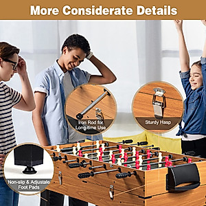 Goplus 48 Inch Game Table, 3-in-1 Combo Table Set w/Adult Size Foosball Table, Pool Table, Slide Hockey Table, Multi Game Table w/Billiard, Soccer & Hockey for Arcade, Party, Family Night, Game Room