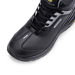 FitVille Men's Extra Wide Hiking Boots High-top Outdoor Walking Shoes Trekking Boots with Arch Support for Heel Pain Relief - Rugged Core (Black, 8 Wide)