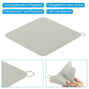 PATIKIL Silicone Floor Drain Anti-Odor Mat, 5Pcs Shower Drain Stopper Square Silicone Floor Drain Cover for Kitchen Bathroom, Grey