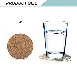 Lahome Marble Pattern Coasters - Round Drinks Absorbent Stone Coaster Set with Ceramic Stone and Cork Base for Kinds of Mugs and Cups (Blue, Set of 4)