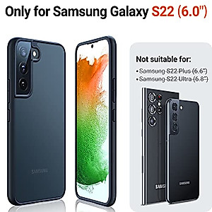 TORRAS Shockproof Galaxy S22 Case, [Military Grade Drop Tested] Translucent Matte Hard Back & Soft Edge Slim Protective Compatible for Samsung S22 Case 5G Guardian Series, Black