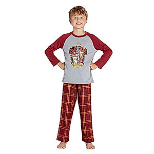Harry Potter Pajamas Little And Big Boys Raglan Shirt And Pants Sleepwear Set- (Gryffindor, Medium, 8)