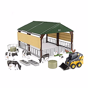 John Deere Skidsteer and Shed Playset Cow Chickens Fence LP75987