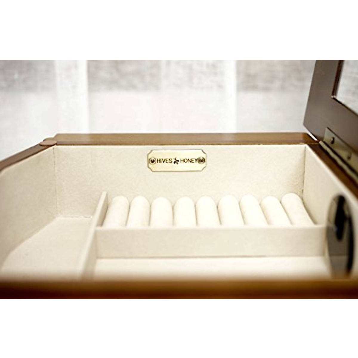 Hives and Honey Annette Standing Jewelry Armoire, Locking Jewelry Cabinet, 7 Drawers, Necklace Hooks, Mirror, Secure Storage, Dual-Sided Doors, Handcrafted Antique Finish, Elegant Organizer, Walnut