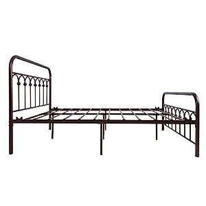 YALAXON Vintage Sturdy Full Size Metal Bed Frame with Headboard and Footboard Basic Bed Frame No Box Spring Needed，Antique Brown