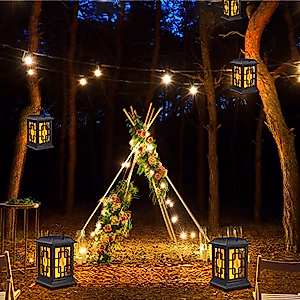 Woenergy Solar Lanterns Outdoor, Waterproof Solar Hanging Lanterns, Flickering Solar Garden Lights Outdoor Lantern, LED Lanterns Lights for Patio Pathway Deck Yard (2 Packs)