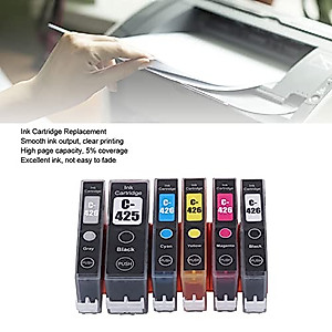 425-426 Ink Cartridge with 5% Coverage, Clear Printing Multi Colors Inkjet Cartridge, for Home, Office, School (BK BK C M Y GY 6 Colors)