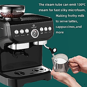 Trustmade Premium Espresso Machine Coffee Maker with Milk Frother, Coffee Grinder, Commercial Coffee Maker Automatic Stainless Steel, Removable Parts for Easy Cleaning，15 Bar
