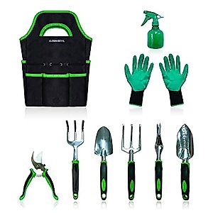 Garden Tool Set Gardening Hand Tools Outdoor Tools Kit Heavy Duty with Storage Bag Trowel Shovel Rake Weeder Pruner Shears Plant Gardening Gift for Women Men Gardener of GZGNEEVL