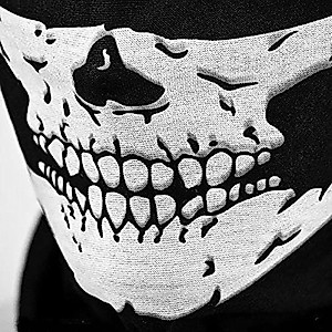 4Pcs Skull Mask Gaiter Mask Headwear Bandana Halloween Mask Balaclava Breathable Face Masks Neck Gaiter Scarf for Motocycle Black