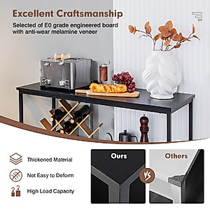 Giantex Buffet Sideboard, Wooden Cupboard, Kitchen Pantry w/Spacious Countertop, Large Open Shelf, 3 Cube Storage Cabinet, Sturdy Rustproof Steel Frame, Modern Stationary Island, Black