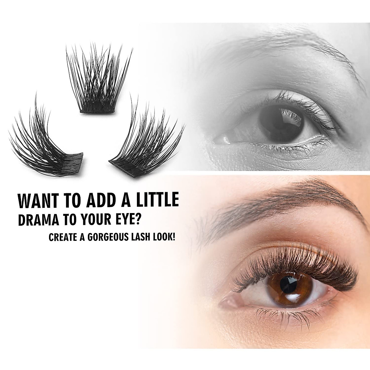 EYELASH EVOLUTION DIY Extension Korean PBT Fiber 3D Effect Mixing Length - Reusable Artificial Eyelashes Multi-pack Three Lengths 20 Lash Clusters For that Volume Look