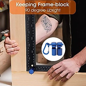 Stair Gauge Knob, Aluminium Alloy Square Gauge Stair Stringer Layout Tool for Speed Square Circular Saw Rip Guid Framing Jig (Blue)