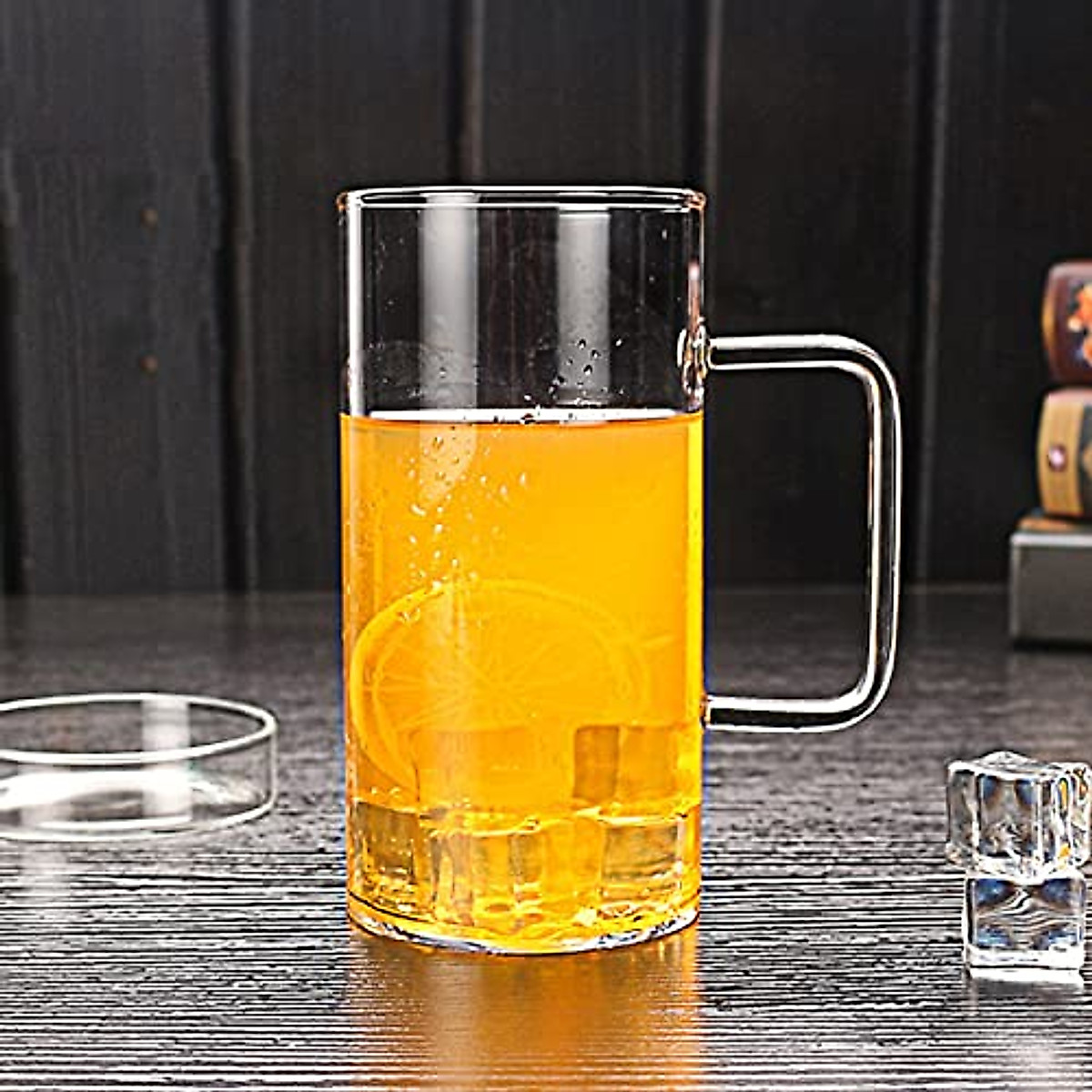 FLFK 20 Ounce Borosilicate Glass Coffee Mug Cup TeaCup-Glass Lid- High Capacity-Premium Quality Tea Mug for Reading