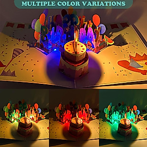 YIXIN - Personalized 3D Pop-Up Birthday Card with LED Lights and Music, Includes Envelope