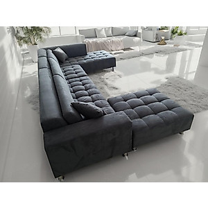 Stendmar 4pc 117" to 153" Modern Dark Gray Microfiber Sectional Couch Sofa S1107RDG