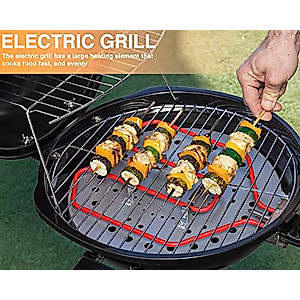 Homewell Electric BBQ Grill for Indoor & Outdoor Grilling with Warming Rack - Portable Patio Grill 1600 Watts (Black)