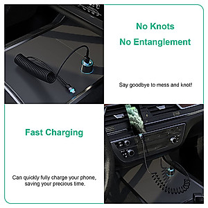 1.8M/6Ft USB iPhone Coiled Lightning Charging Cable for CarPlay,Apple Fast Charging Cord Sync USB Data Spring LED Retractable Charger Adapter Connector for iOS/iPhone 12/11/SE/Xs/Xr/8/7/6/iPad/iPod
