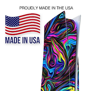 ITS A Skin Skins Compatible with Sony Playstation 5 Console Disc Edition - Protective Decal Overlay Stickers wrap Cover - Neon Color Swirl Glass