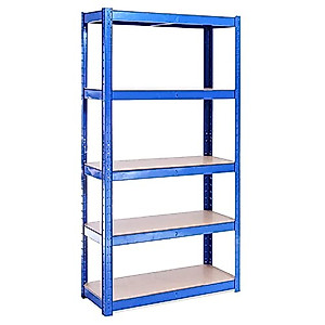 Garage Shelving Units - 71" H x 35" L x 16" W - Heavy Duty Racking - Shelves for Storage -1 Bay - Blue - 5 Tier - 2000LB Capacity (400LB Per Shelf) - Workshop, Shed, Office - 5 Year Warranty