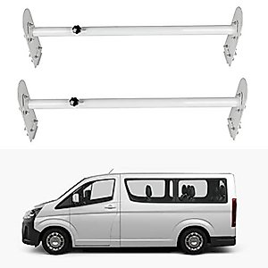 ECCPP Adjustable Van Ladder Rack Hightop 2 Bars Roof Rack fit for Chevy Express 2500 for GMC Savana with Rain Gutters Heavy-Duty Steel Pickup Truck Ladder Rack 700Lb Lumber Utility