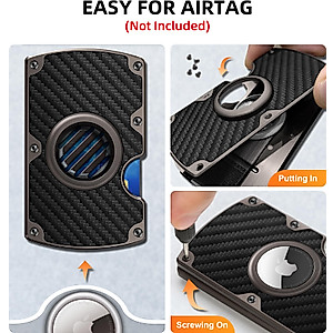 BULLIANT Men Airtag Wallet,Slim Metal Wallet Money Clip for Men Gift,Expandable for 15Cards,RFID Blocking