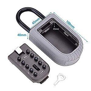 CCYX Key Lock Box,Realtor Key Lock Box Safe Lockbox 10-Digit Push Button Combination Safe Vault - Portable Outdoor Stor a Key - Door Handle or Fence Mount.