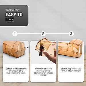 KEPLIN Humane Mouse Trap 1pk - No Kill Mice Traps, Pets and Children Friendly, Catch and Release Animal, Rodent and Chipmunk Trap, Indoor / Outdoor - Brown