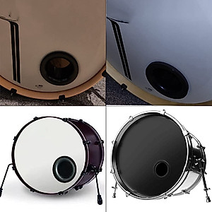 QONIA Drum Enhancer ABS Rubber Drum Enhancer with Black Port Hole Protector,Mic Hole Drum Head,White