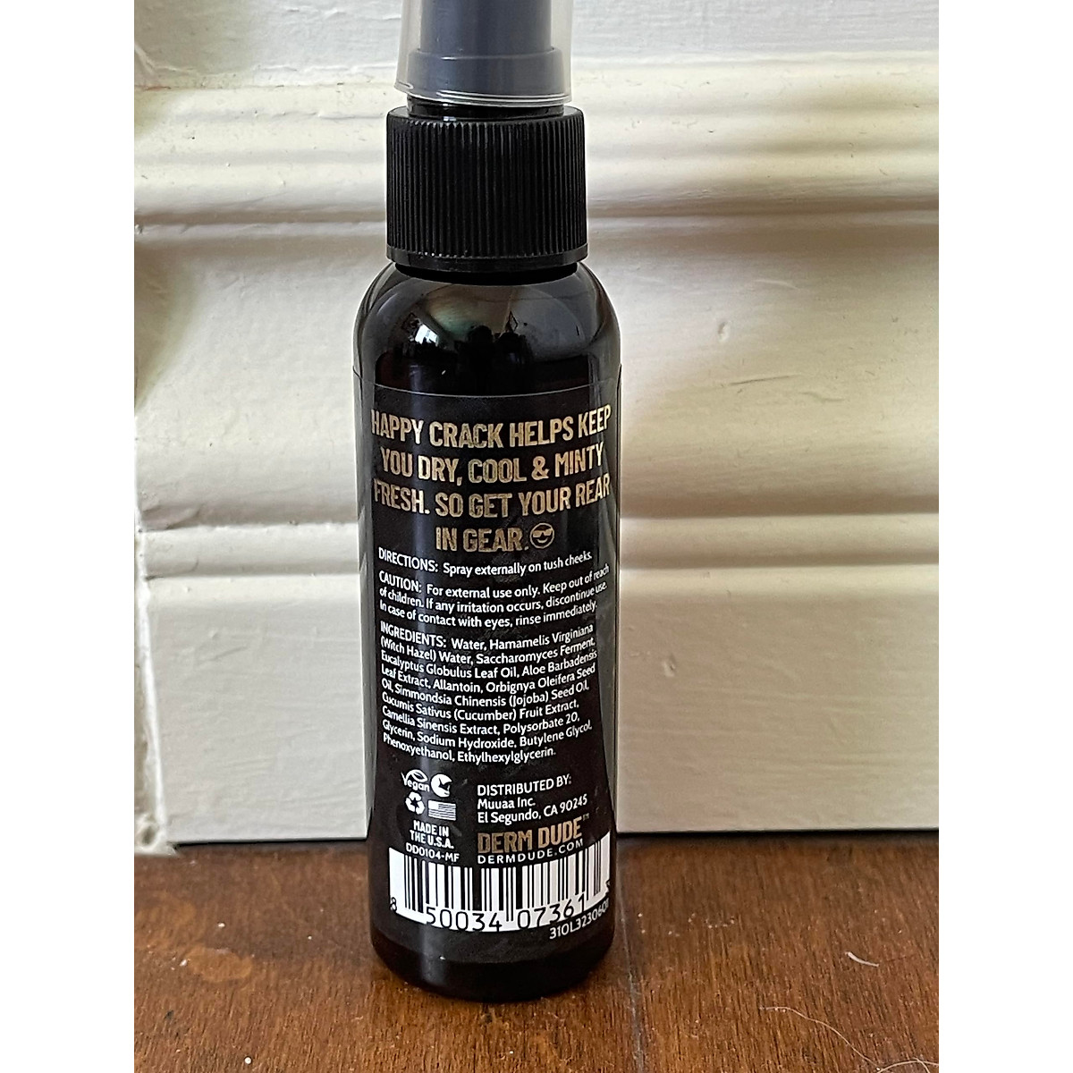Derm Dude Happy Crack Refresh & Cool Butt Spray | With Soothing Witch Hazel | Formulated With All-Natural DeoPlex for Odor Control | Deodorant & Odor Eliminator Spray - Minty Fresh Scent, 2oz (1 pack)