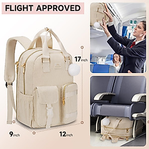 MATEIN Backpack for Women, Cute Corduroy Computer Bag with USB Port, TSA Lightweight Soft Travel Backpack Aesthetic, Laptop Bag 3 in 1 Convertible 15.6 Inch Laptop Briefcase Backpack with Bow