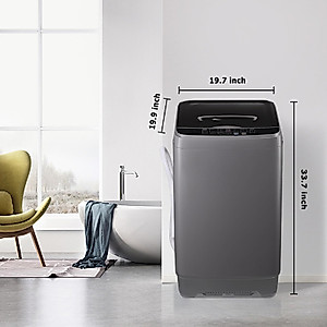 AXUTL Washing Machine Washer Machine 1.25cu.ft Apartment Dorm Laundry Compact Portable Washer Gray Full Automatic, 8 Water Levels, 10 Wash Programs