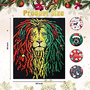 ELEPHWILD Vivid Rock Lion Pattern Blanket Fuzzy Throw Blanket Soft Fuzzy Flannel Blanket for Bed Couch Sofa Decor Blankets All Season Gift Blankets 60"x80"