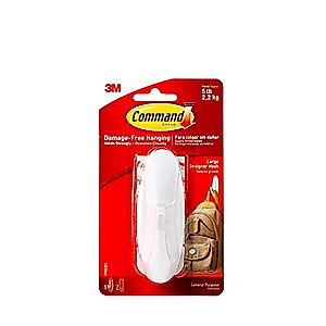 Command 17083 Designer Large Plastic Hook, 1 Hook 2 Strips