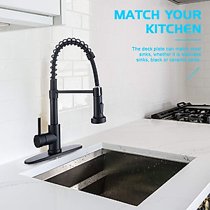 sink hole cover, escutcheon plate WEWE stainless steel deck plate for 1 or 3 hole bathroom or kitchen sink faucet Mixer tap 10" matte black